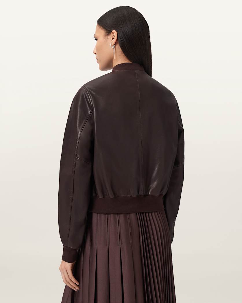 Orten Leather Bomber Jacket OXBLOOD RED | ALLSAINTS